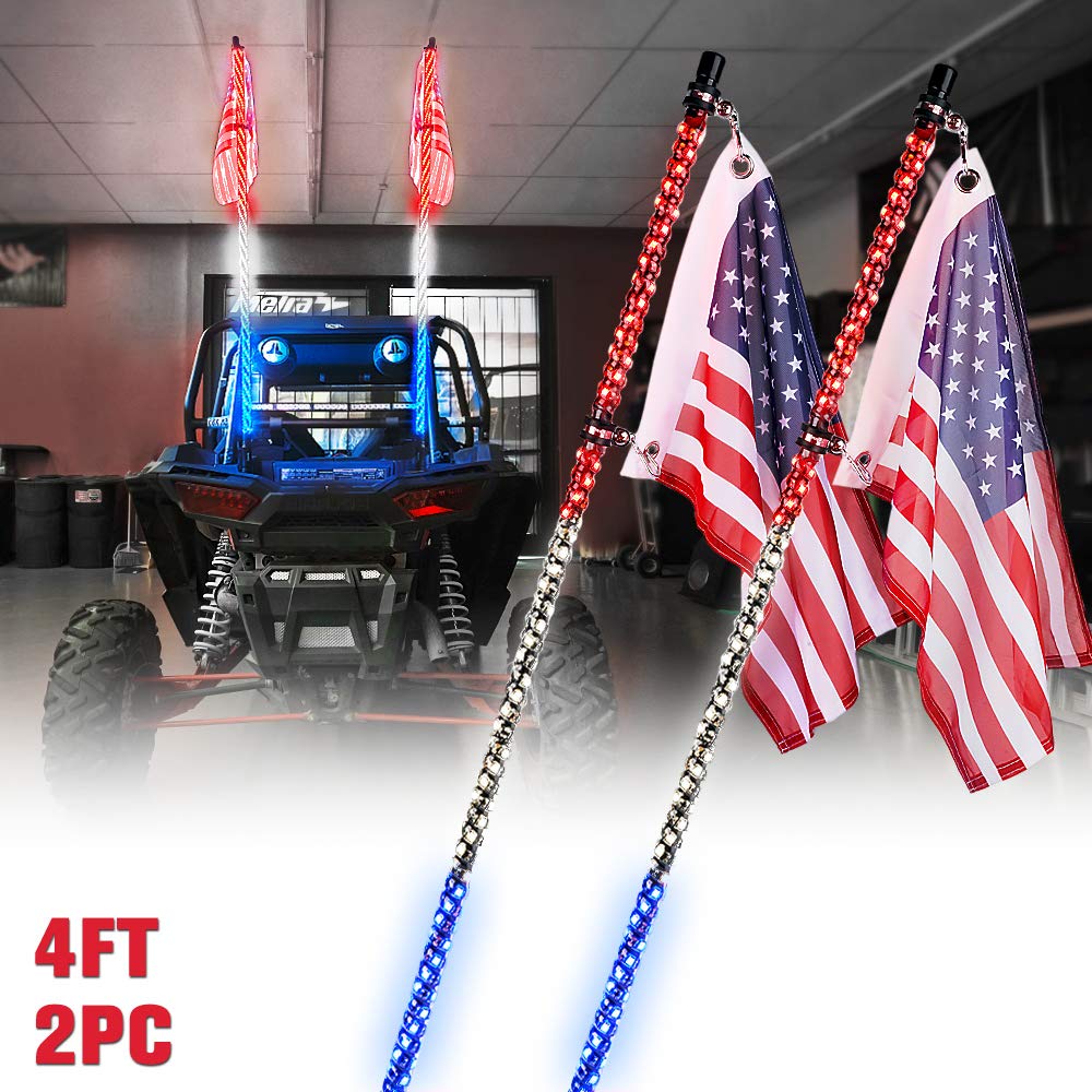 Buy Xprite 4FT Spiral Whip Lights, Red&White&Blue LED Safety Warning ...