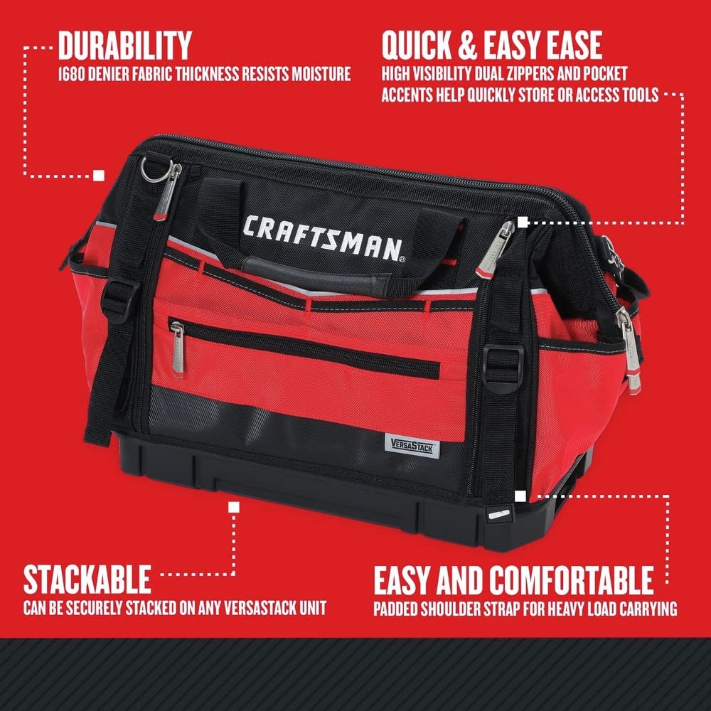Snapklik.com : CRAFTSMAN VERSASTACK Zippered Tool Bag, 31 Pocket ...