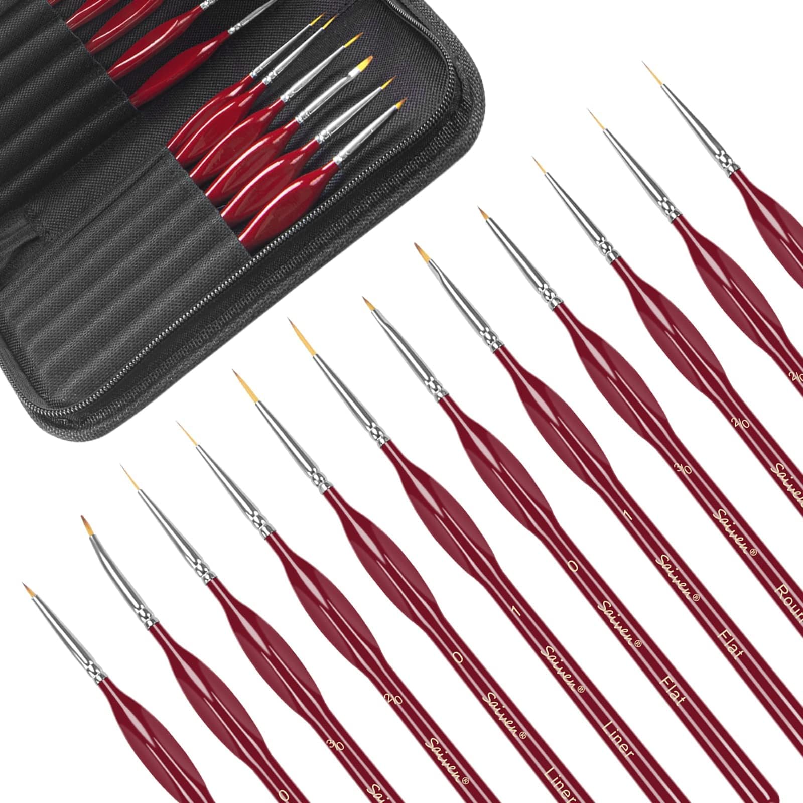 MEEDEN Micro Detail Paint Brush Set,15 Tiny Professional Miniature Fine ...