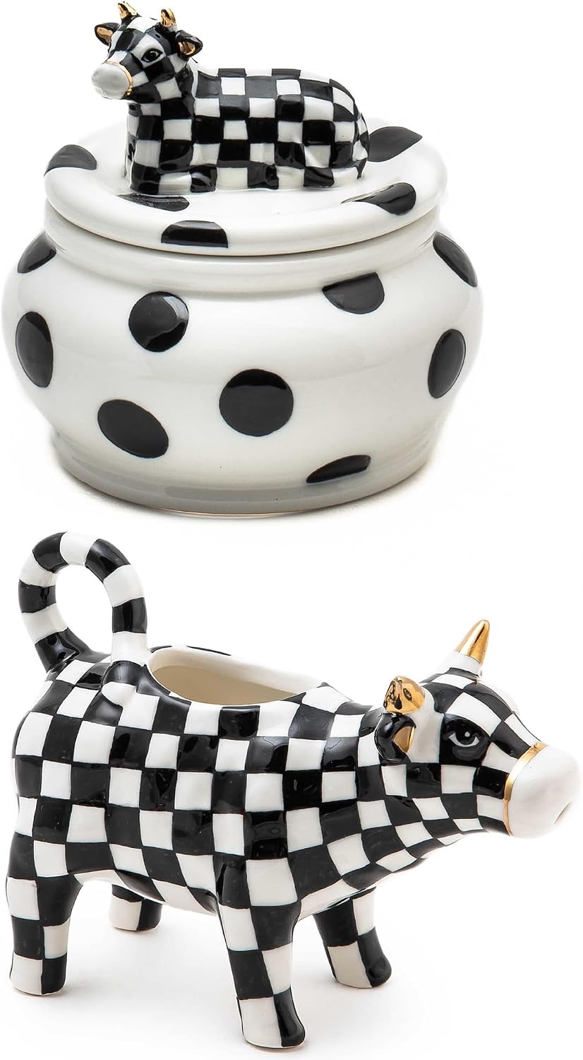 Amazon.com | MACKENZIE-CHILDS Cow Creamery Creamer and Sugar-Bowl Set ...