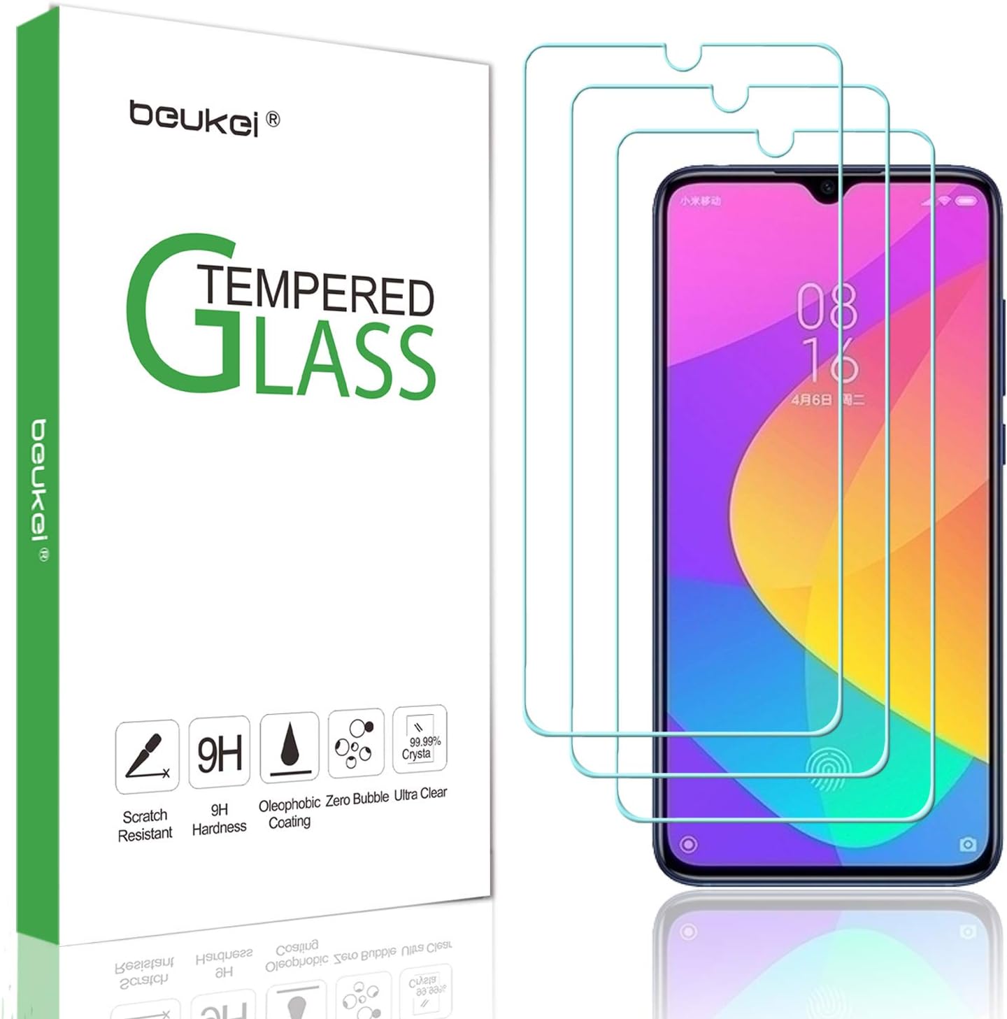 Amazon.com: (3 Pack) Beukei for Xiaomi Mi A3 Screen Protector Tempered ...