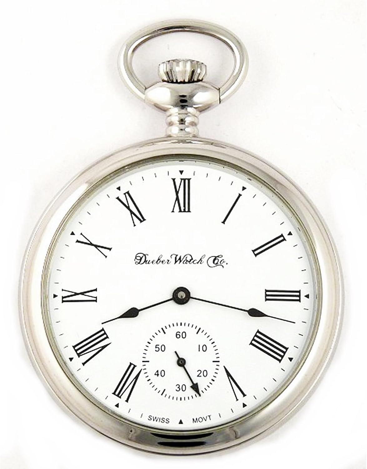 Amazon.com: Dueber Swiss Mechanical Pocket Watch, High Polish Chrome ...