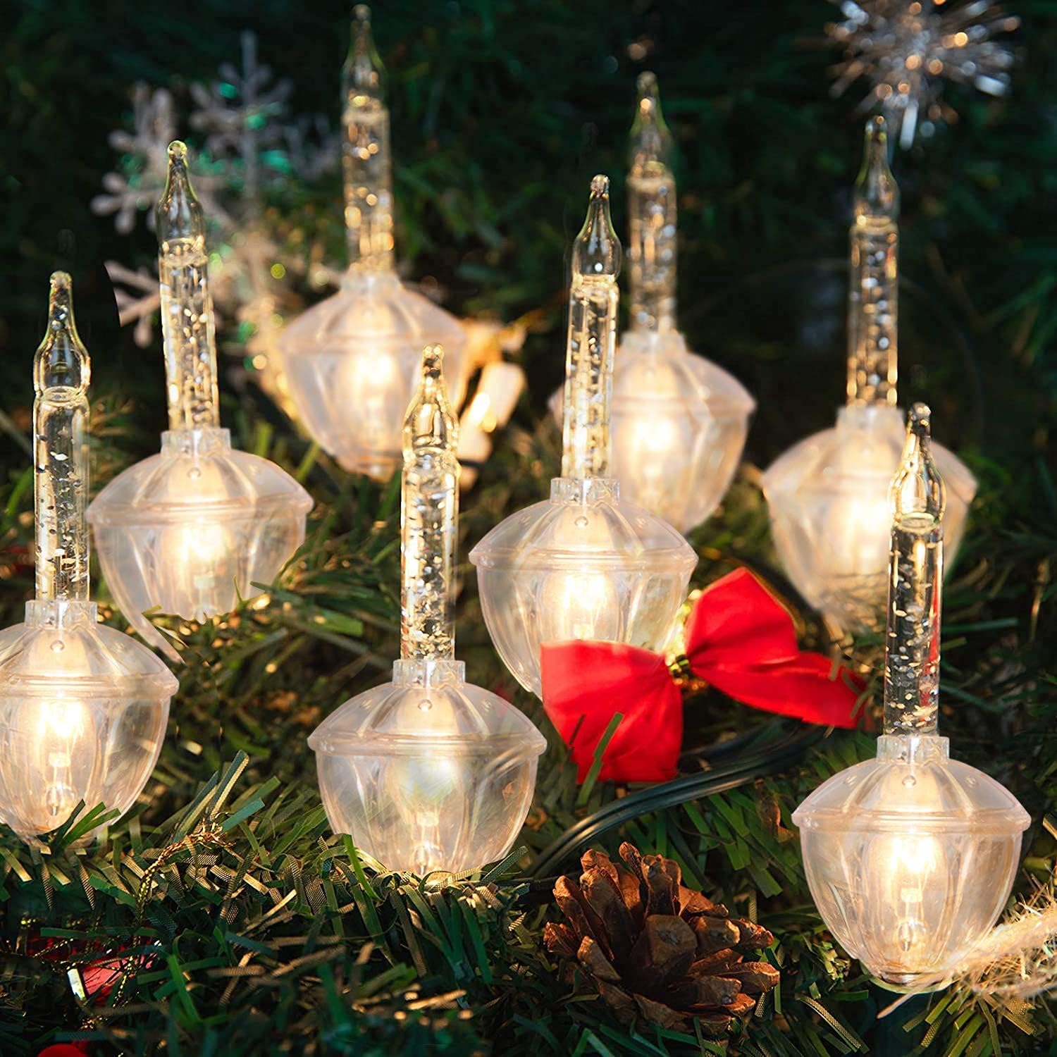 GOOTHY Silver Bubble Lights Set,11Ft Vintage Christmas Bubble String ...
