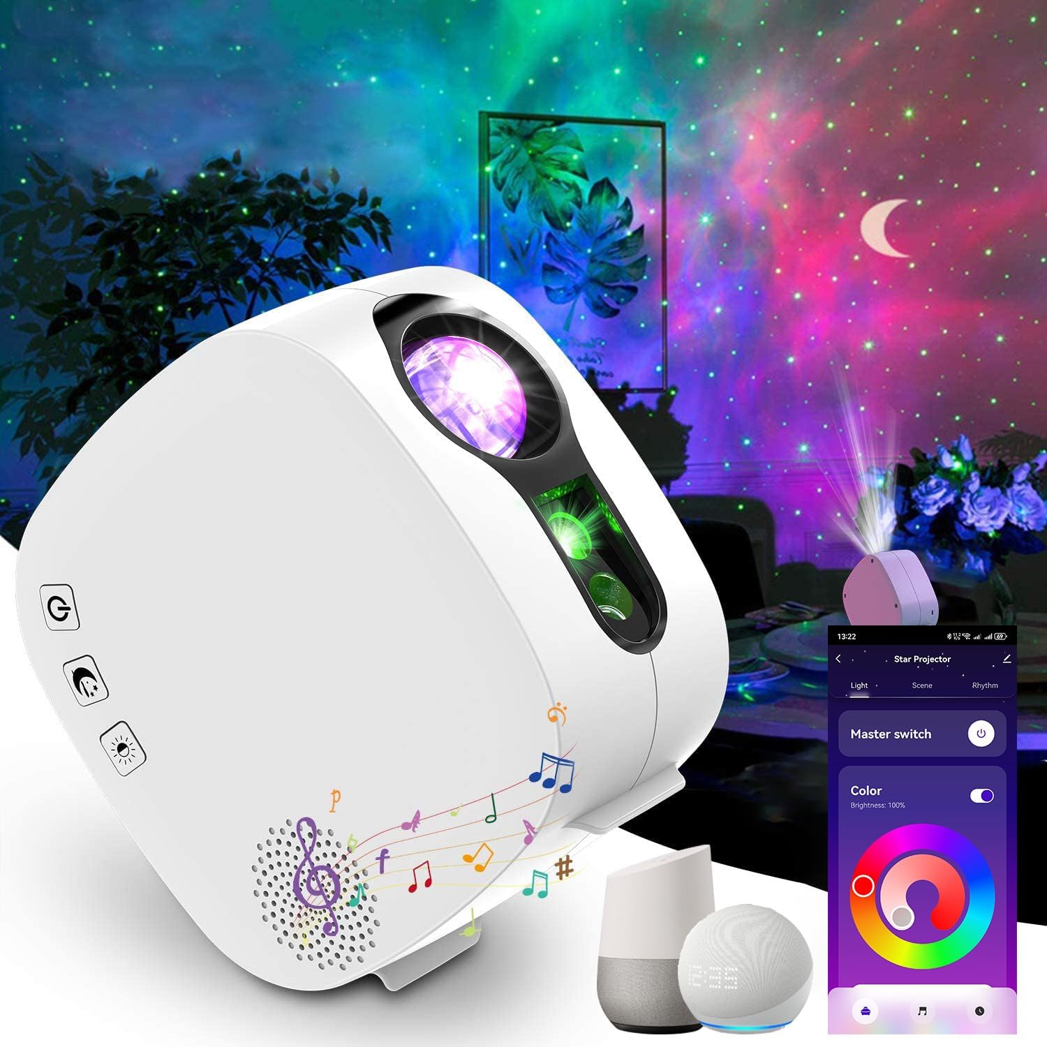 BlissLights Sky Lite Evolve - Star Projector, Galaxy Projector, LED Nebula Lighting, WiFi App ...