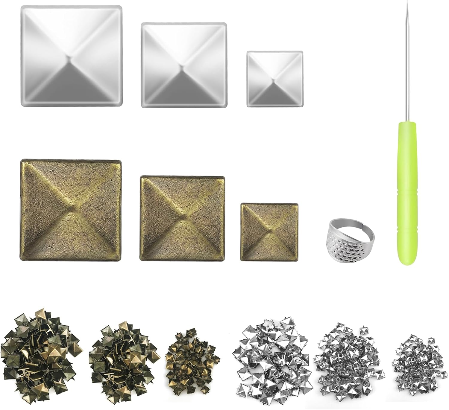 600pcs Square Pyramid Stud Metal Claw Nail Head Rivet Studs Spike Screw ...