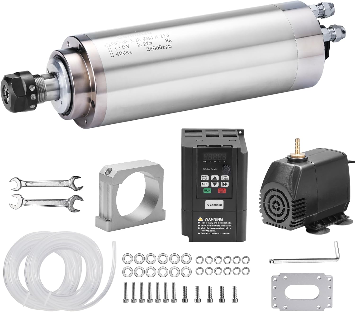 Genmitsu CNC Spindle Motor Kits, 2.2KW Water Cooled Spindle Motor, with ...