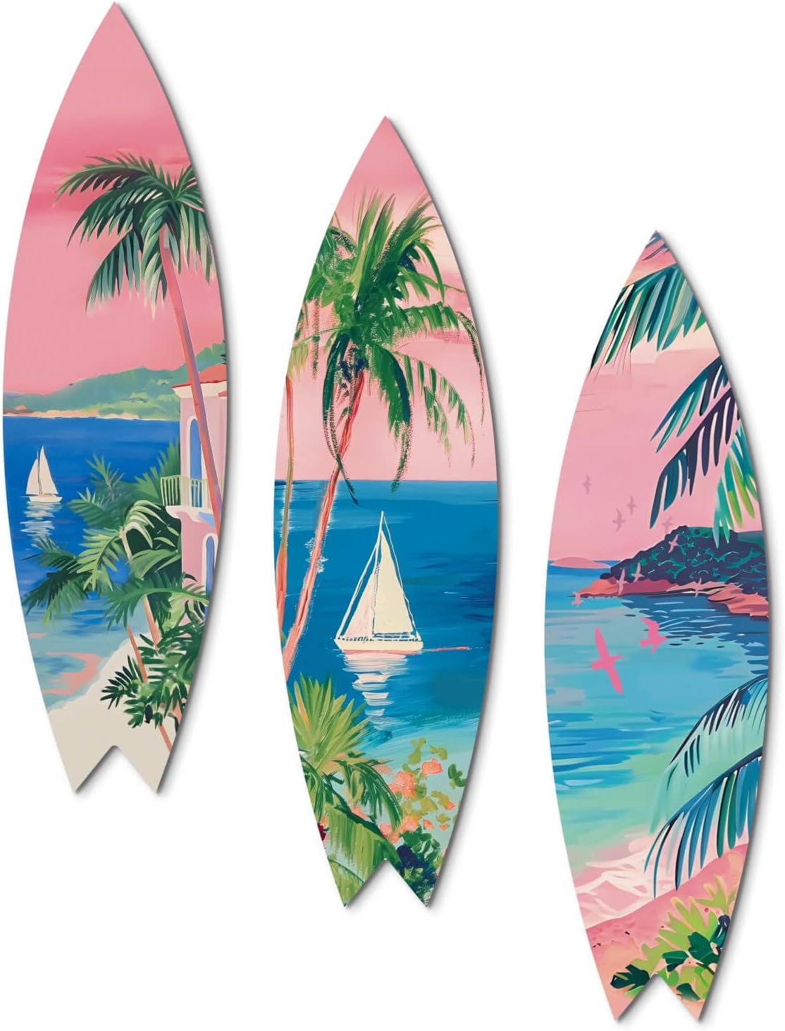 Amazon.com: Putuo Decor Set of 3 Surfboard Wall Decor with Triangle ...