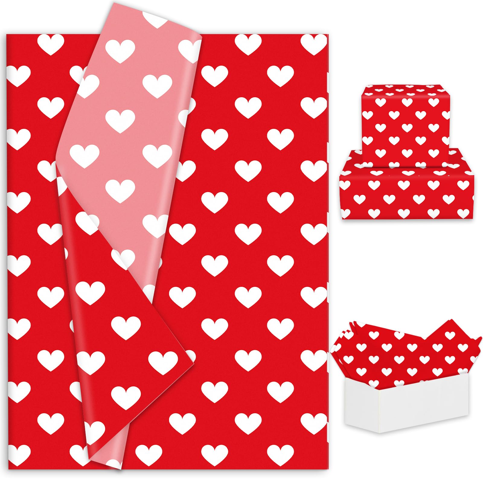 Amazon.com: JarThenaAMCS 100 Sheets Valentine's Day Tissue Paper Red ...