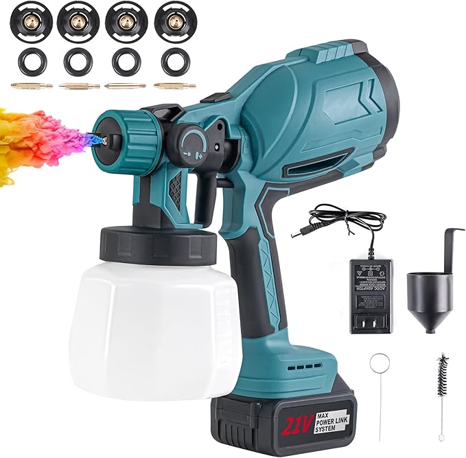 Amazon.com: Cordless Paint Sprayer, 21V Battery Paint Sprayer, Power ...