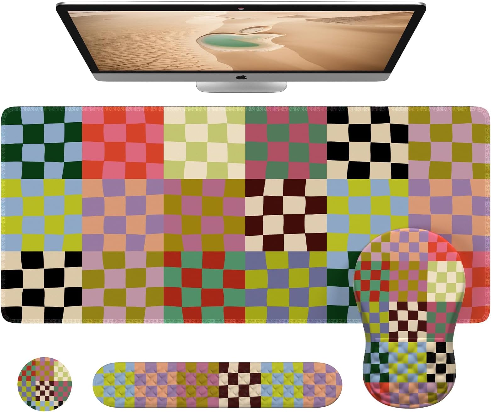 Amazon.com : HAOCOO 4 in 1Desk Mat Set, Ergonomic Mouse Pad and ...