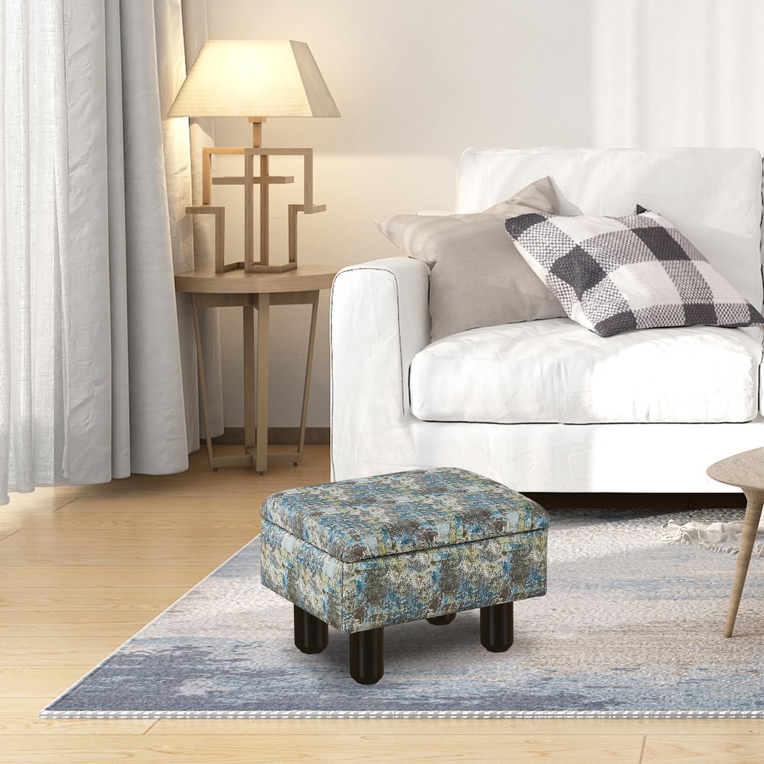 Cpintltr Linen Small Foot Stool Multifunctional Ottomans Storage ...