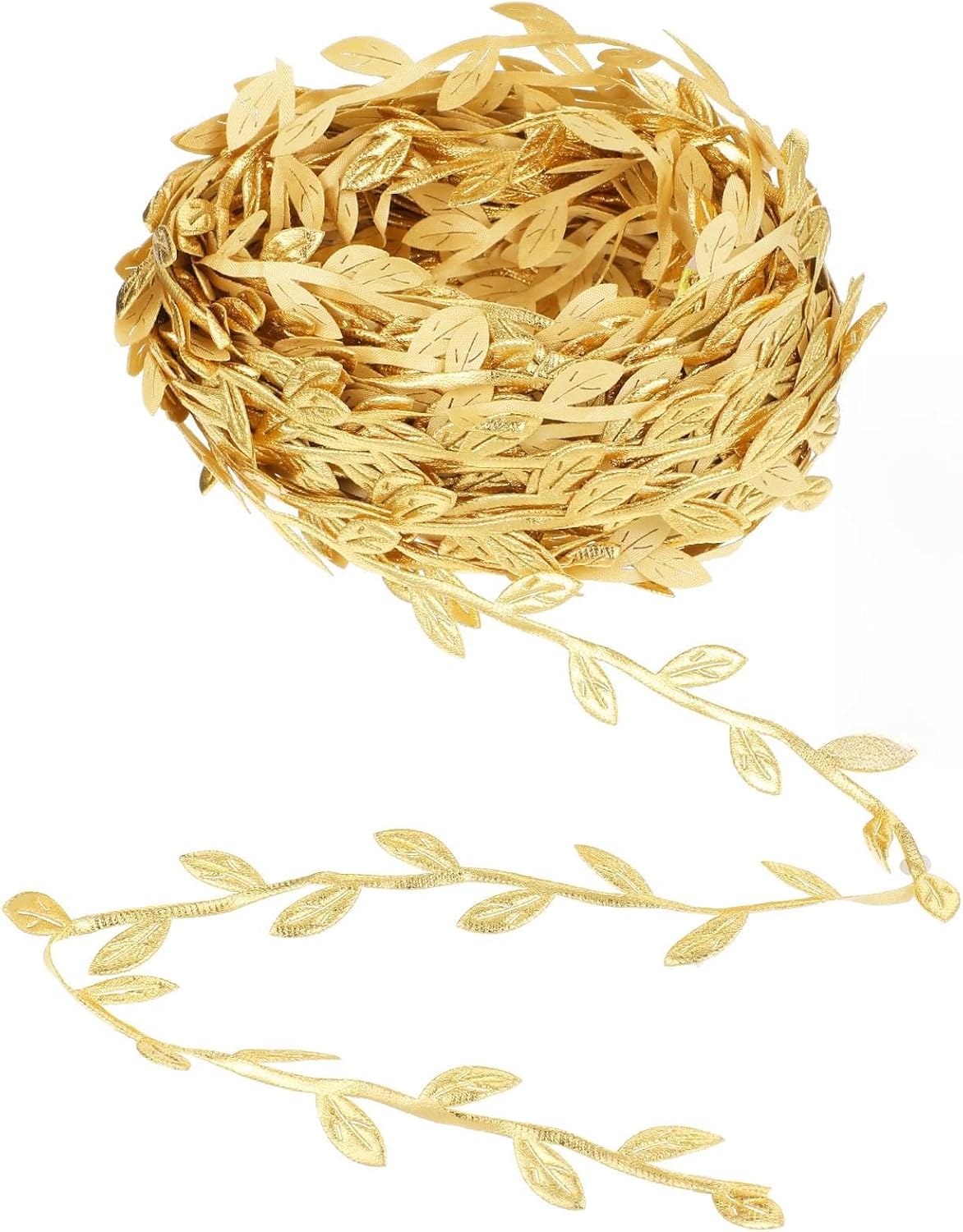 DOPENSPI 20 m Leaves Stripes Gift Ribbon, Gold Gift Streamers ...