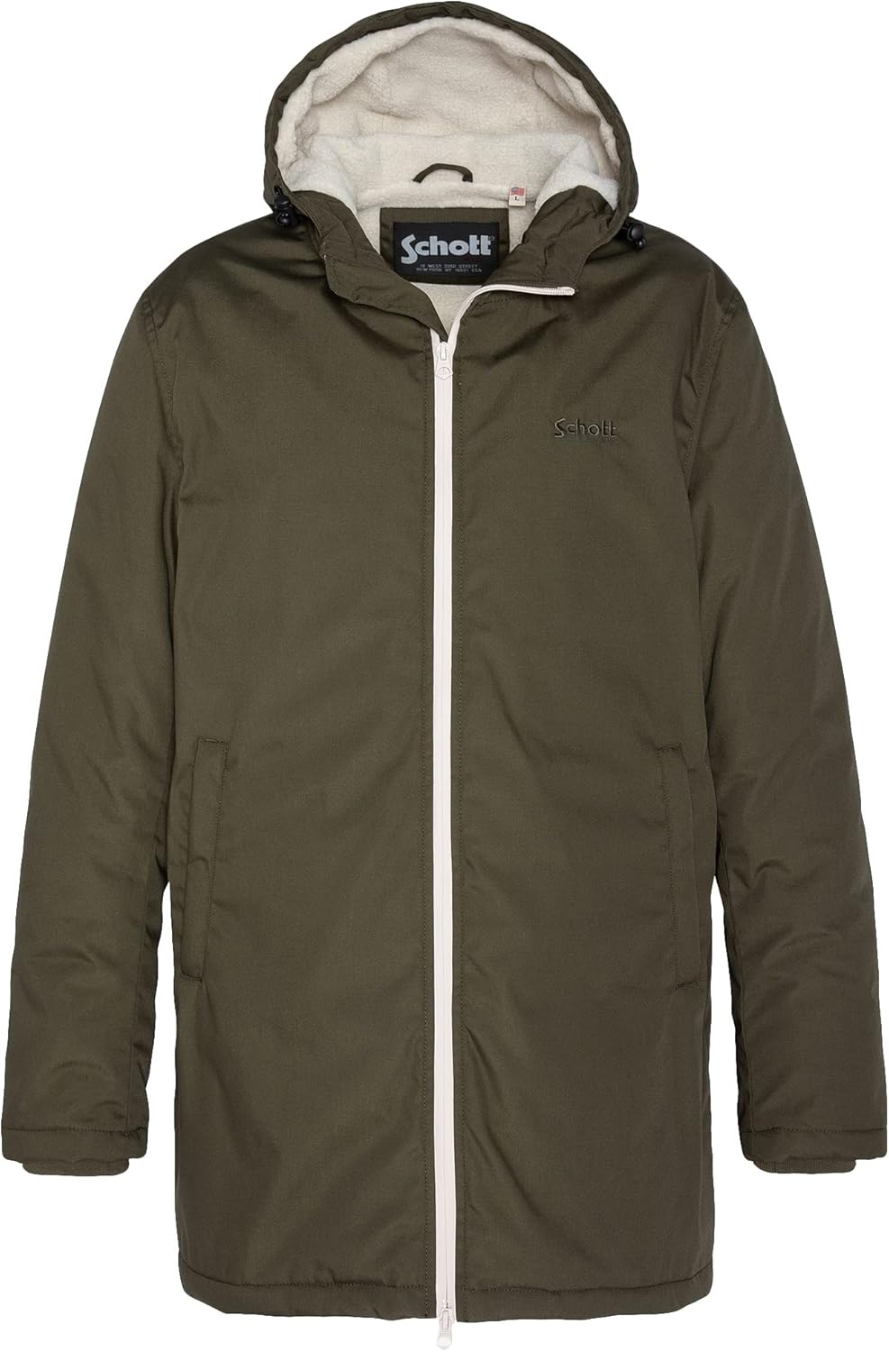 Schott NYC Dark Kaki, XXL Unisex Schott Sherpa Lined Hooded Jacket, Dark Khaki : Amazon.com.be ...