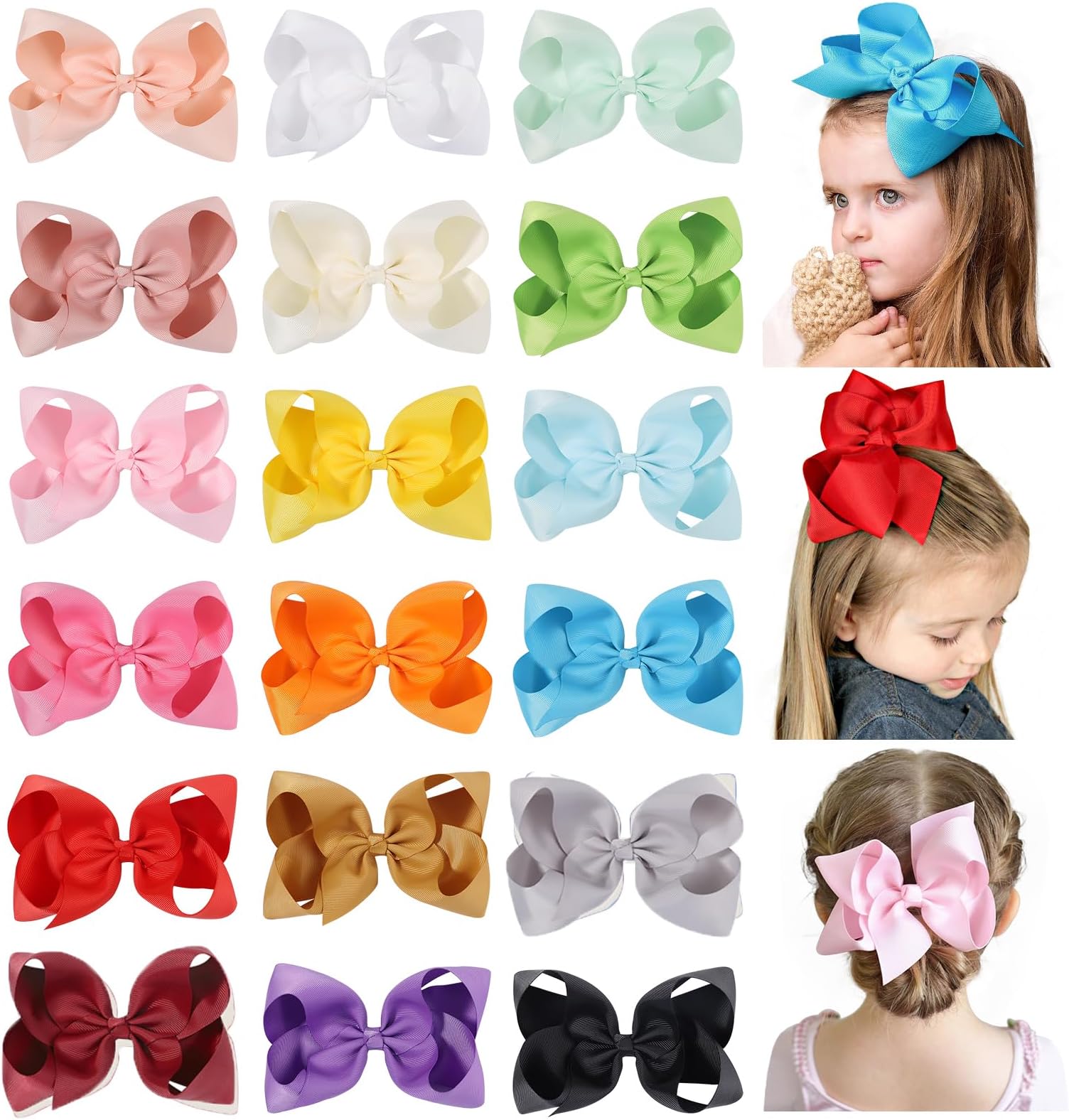 Amazon.com: Choicbaby 18pcs 6 Inch Hair Bows for Girls Large Hair Bows ...