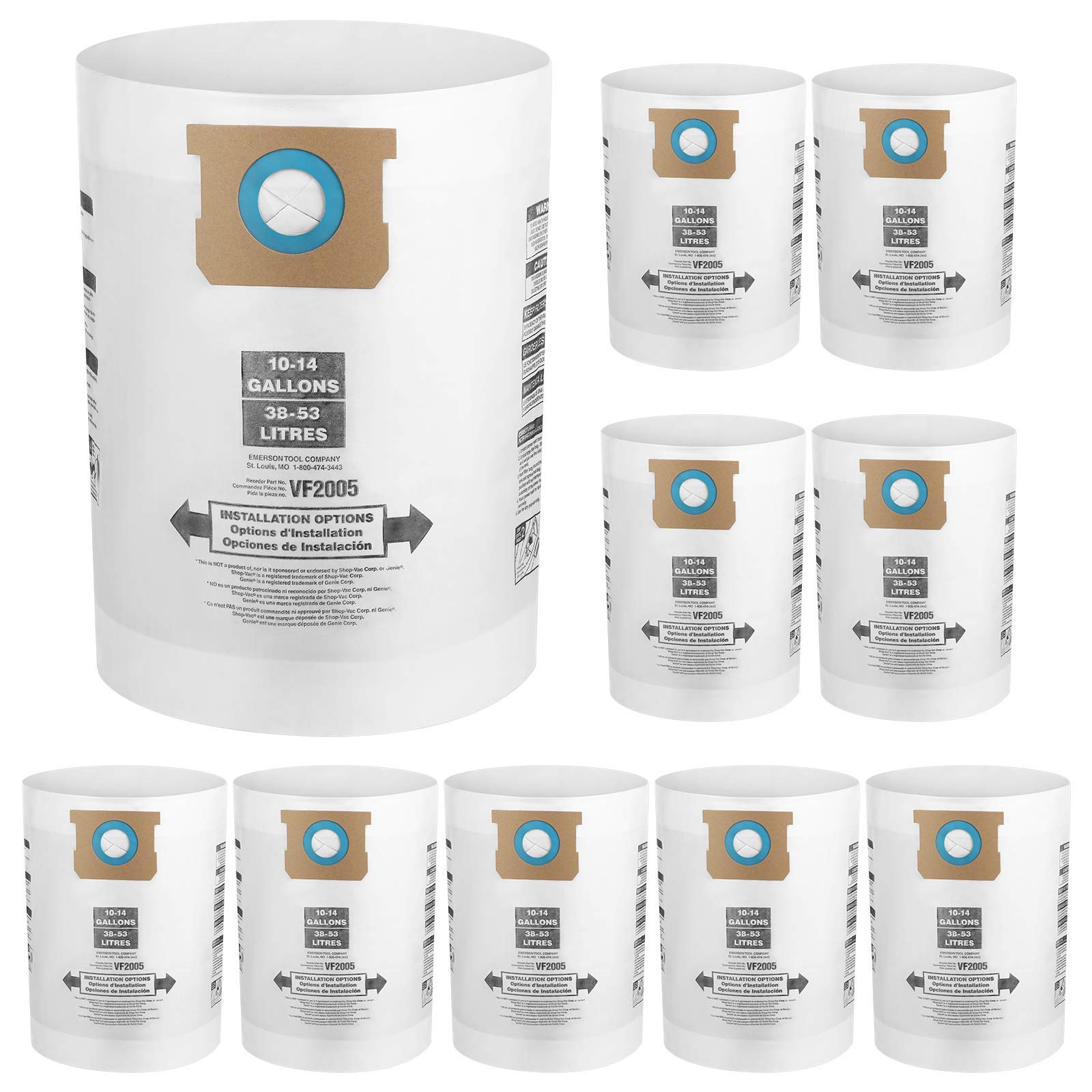 Amazon.com - 10 PCS Vacuum Bags Replacement for Shop Vac Bags 10-14 ...