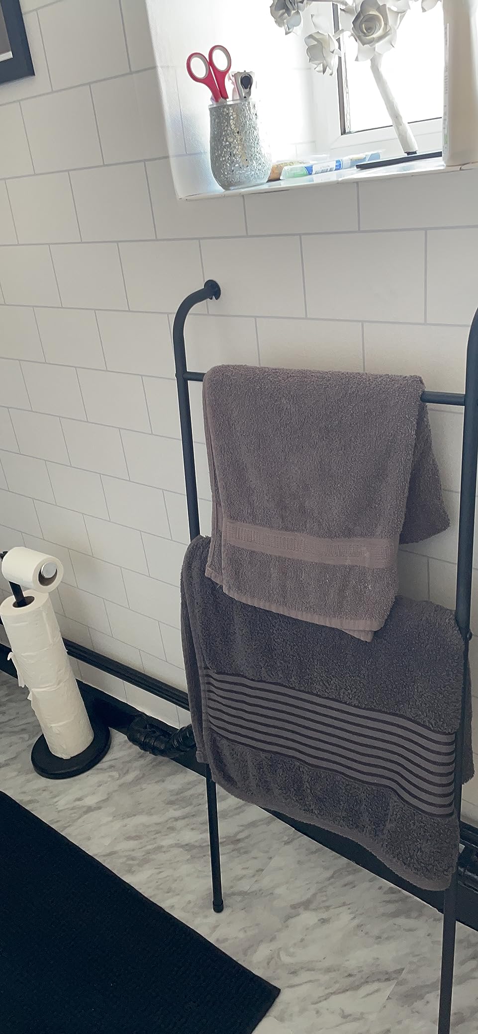 Towel Ladder, 5 Tier Towel Rack Towel Rail Metal Blanket Ladder ...