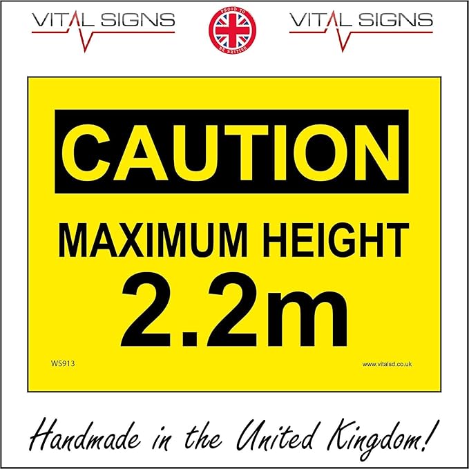 WS913 Caution Maximum Height 2.2M Limit Car Park Bridge Restriction ...
