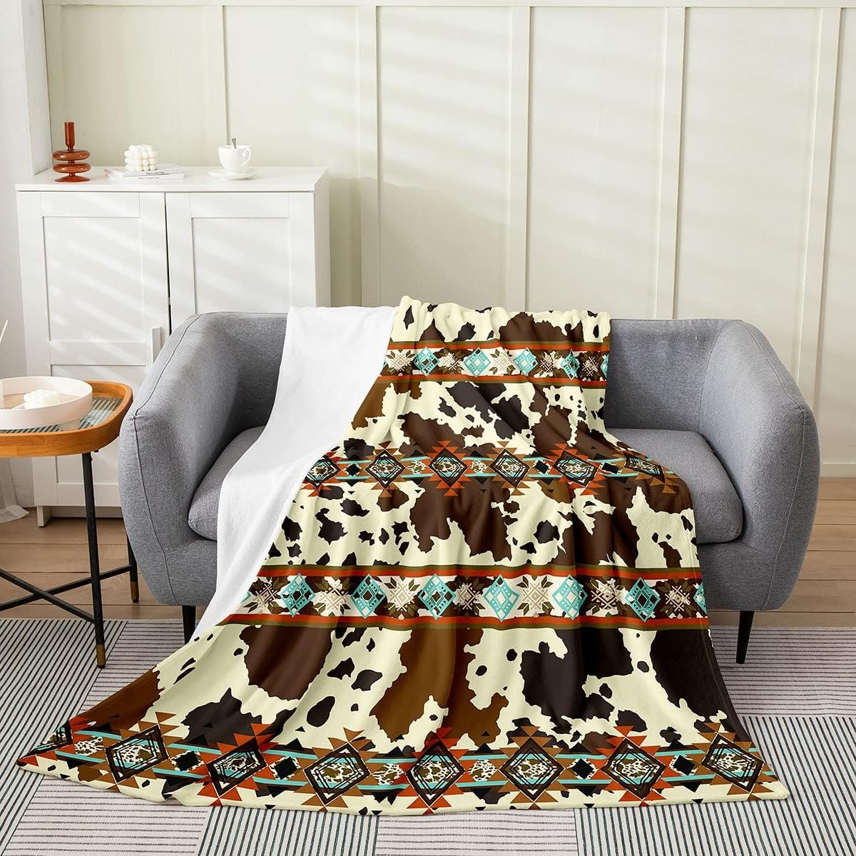 Amazon.com: Erosebridal Cowhide Fleece Blanket Brown Highland Cow ...