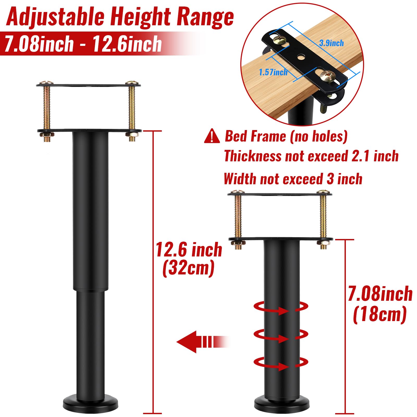 Metal Bed Leg Extensions New Furniture Sofa Bed Chair Legs TV Cabinet