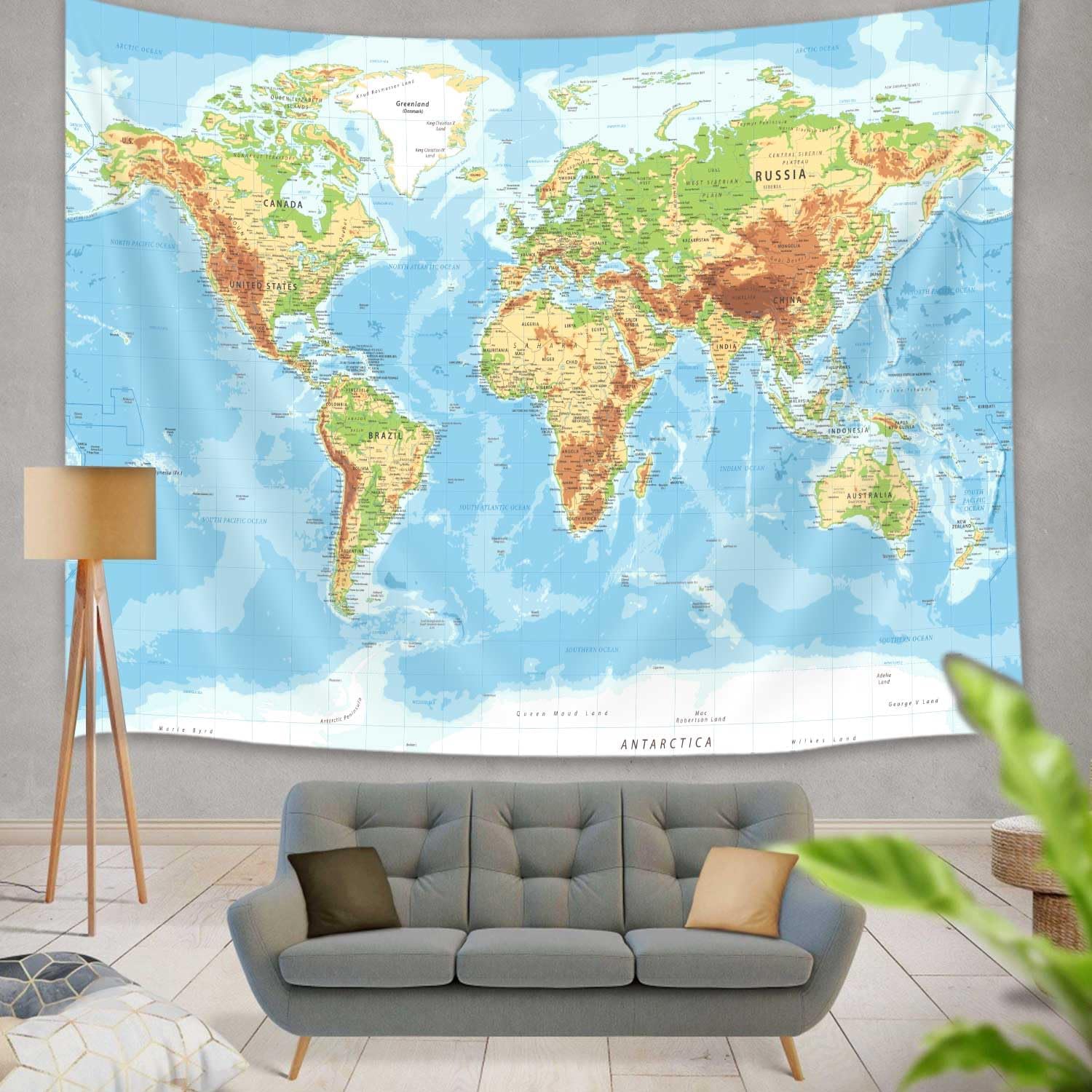 Amazon.com: World Map Tapestry for Kids Student, World Map with ...