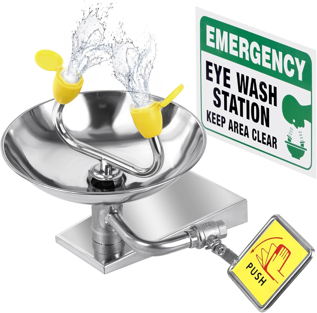 Stainless Steel Eye Wash Station Wall Mounted Emergency Eye Washer ...