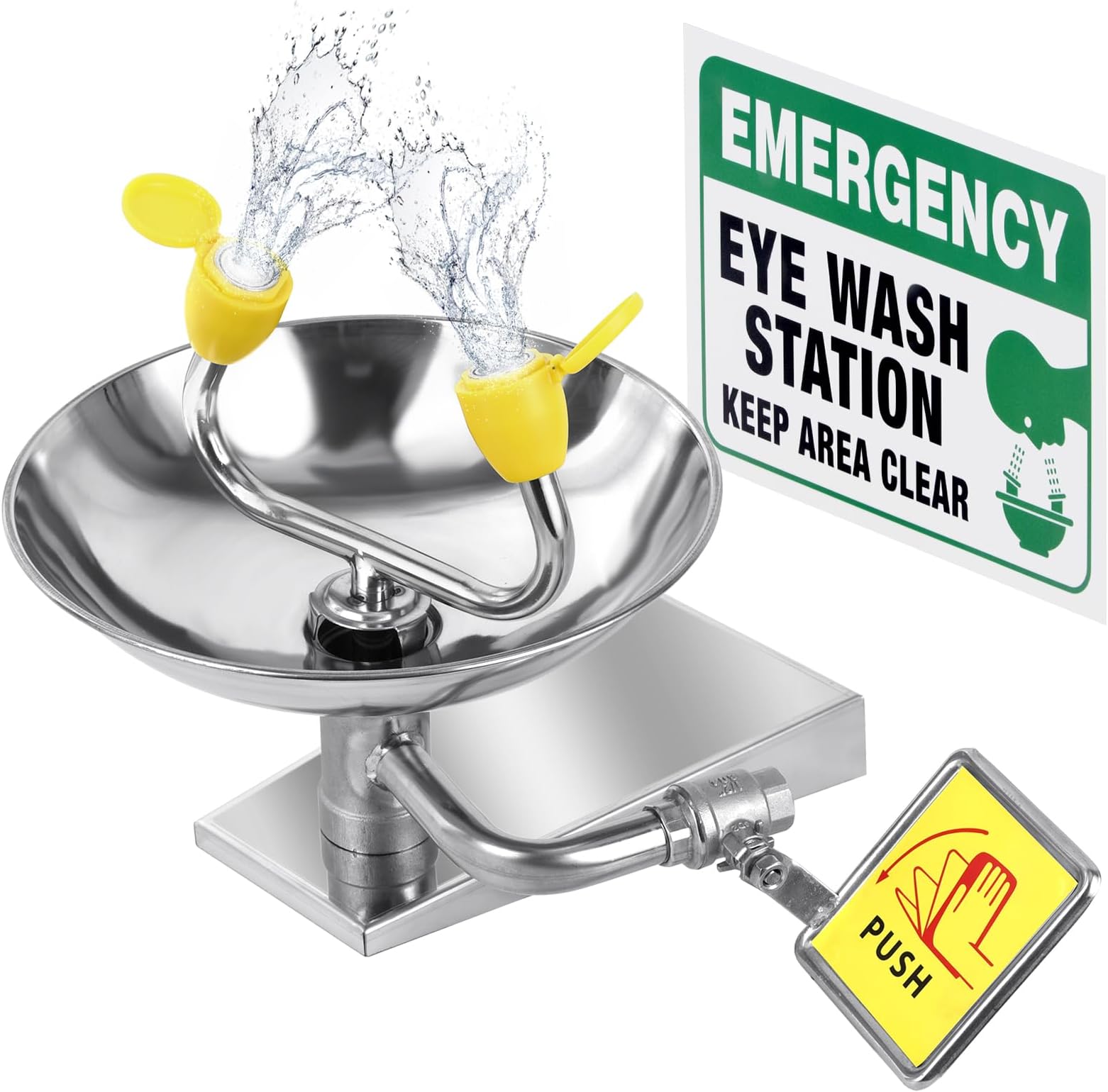 Stainless Steel Eye Wash Station Wall Mounted Emergency Eye Washer ...