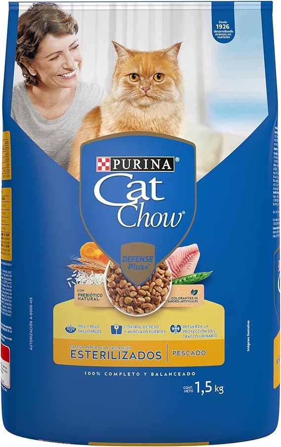Purina Cat Chow Adulto Esterilizado Todos los Tamaños Sabor Pescado y ...