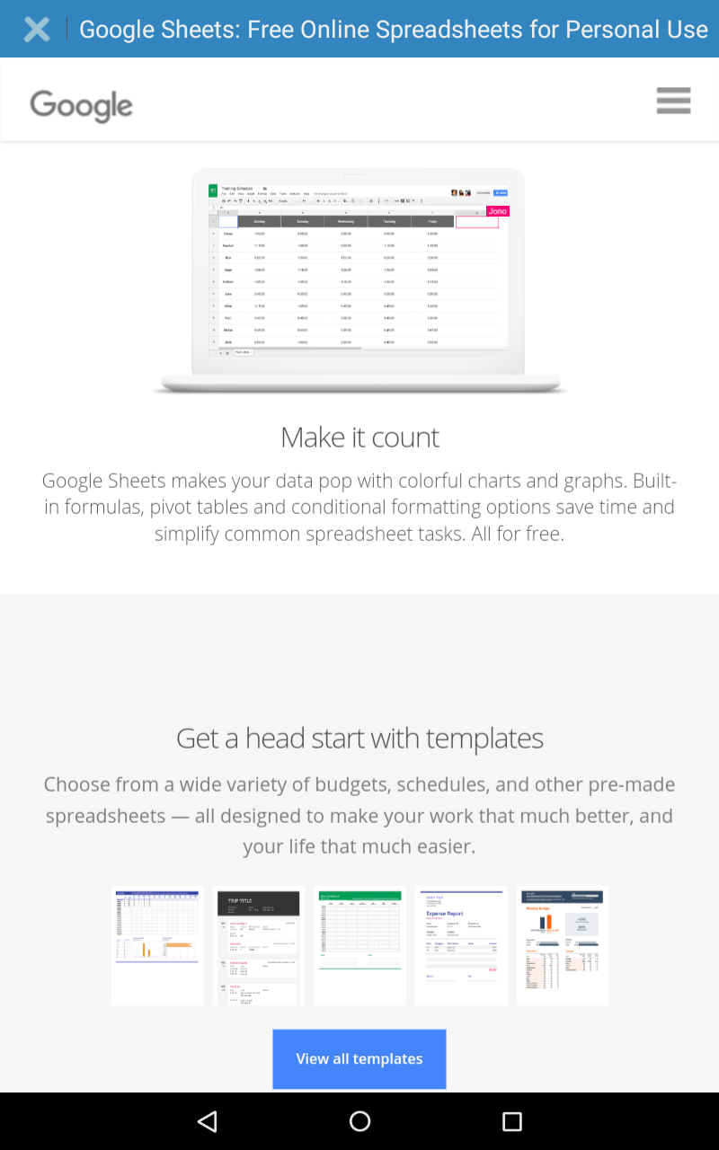 Sheets For Google - App on Amazon Appstore