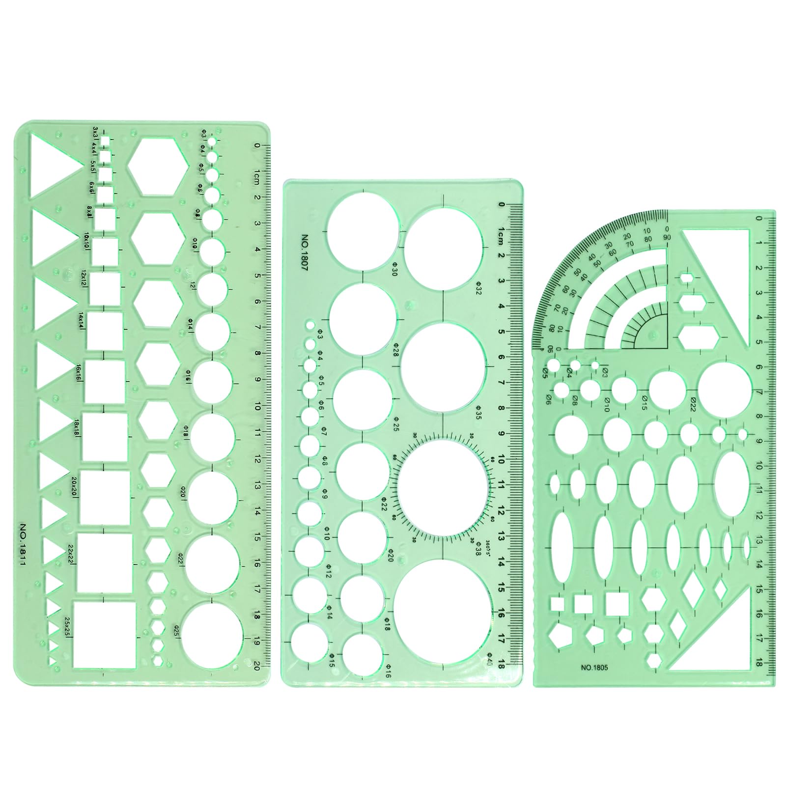 Snapklik.com : Unlorspy 3 PCS Circle Template Clear Green Plastic Scale ...
