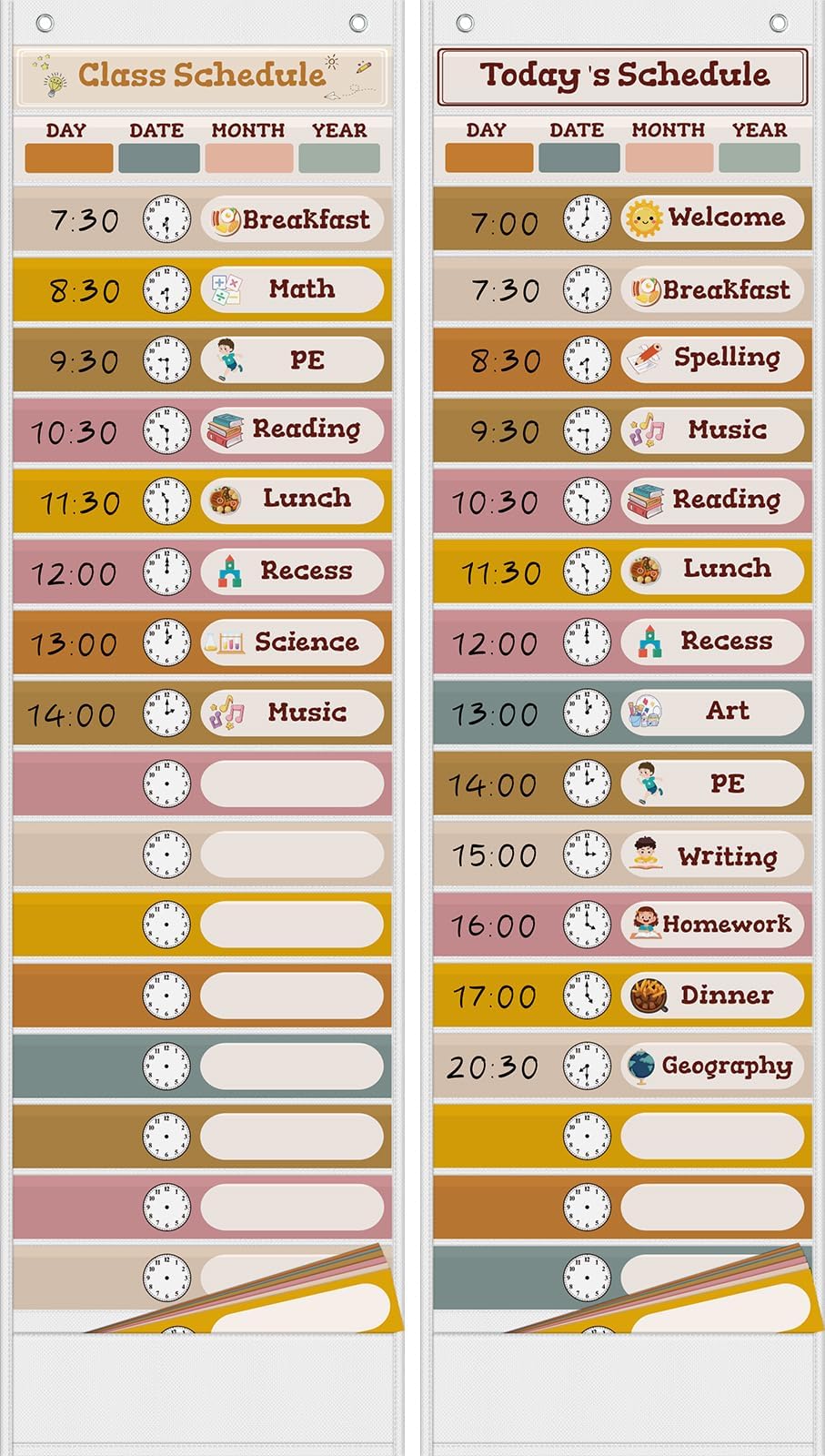 Amazon.com: Jercecy Boho Daily Schedule Pocket Chart for Classroom with ...