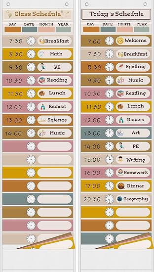Amazon.com: Jercecy Boho Daily Schedule Pocket Chart for Classroom with ...