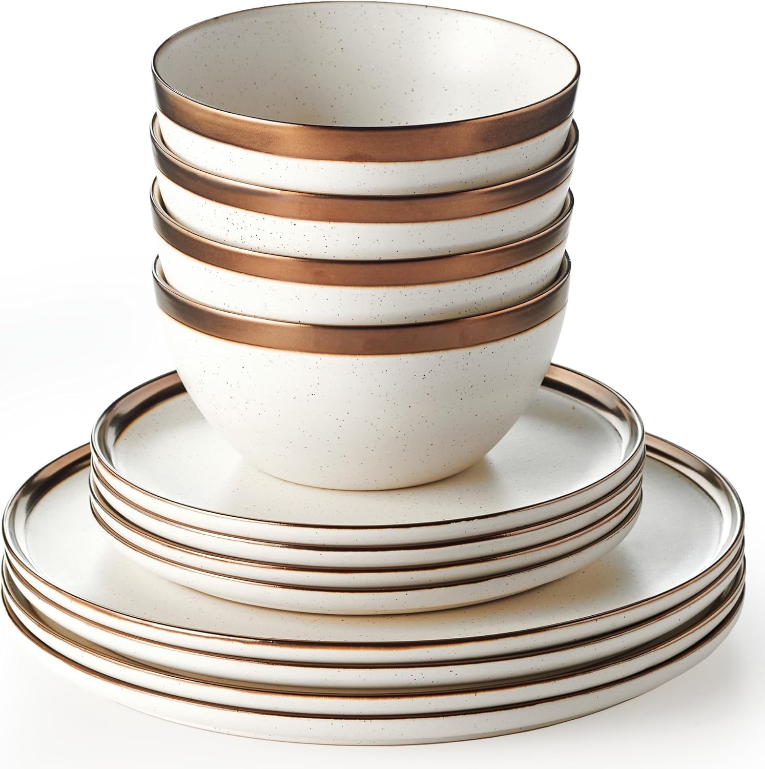 Amazon.com: Luna Collection by Maison Neuve Stoneware Dinnerware Set for 4-12 Piece Ceramic ...