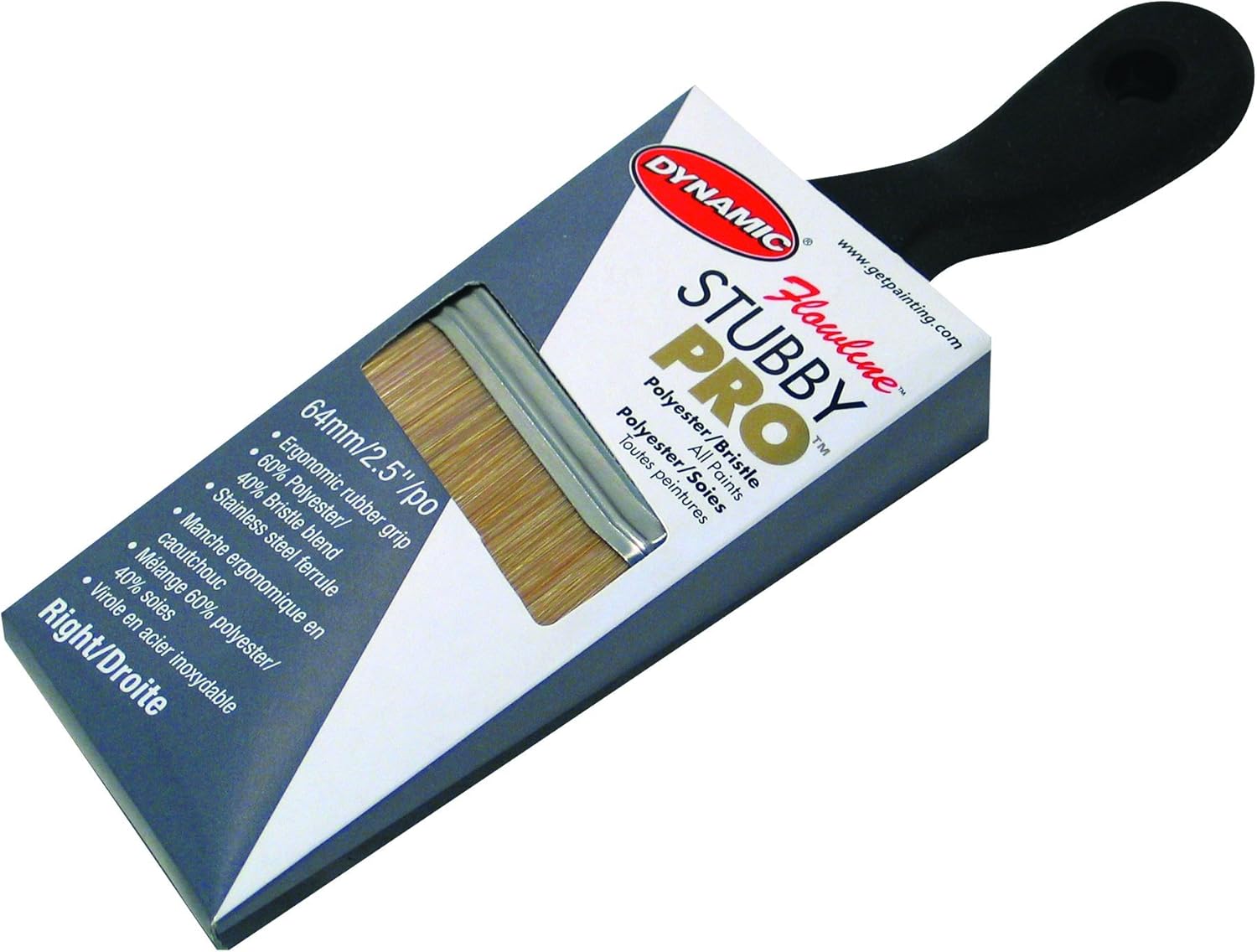 Dynamic HB18726R Flowline Stubby Pro Right Handed Paint Brush, 64mm 2-1 ...