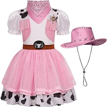 Amazon.com: Costumerry Cowgirl Costume for Girls with Cow Girl Hat ...