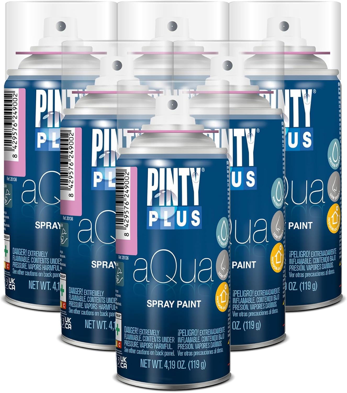 Pintyplus Aqua Mini Spray Paint - Art Set of 6 Water Based 4.2oz Cans ...