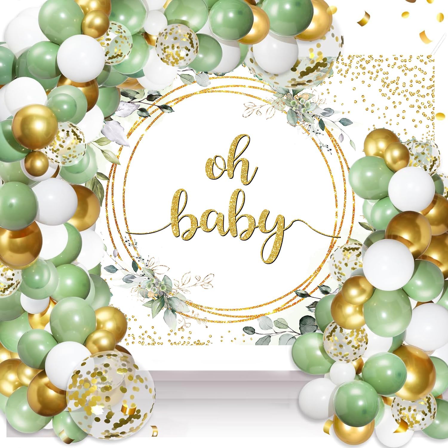 Amazon.com: Sage Green Baby Shower Decoration Gender Neutral Baby ...