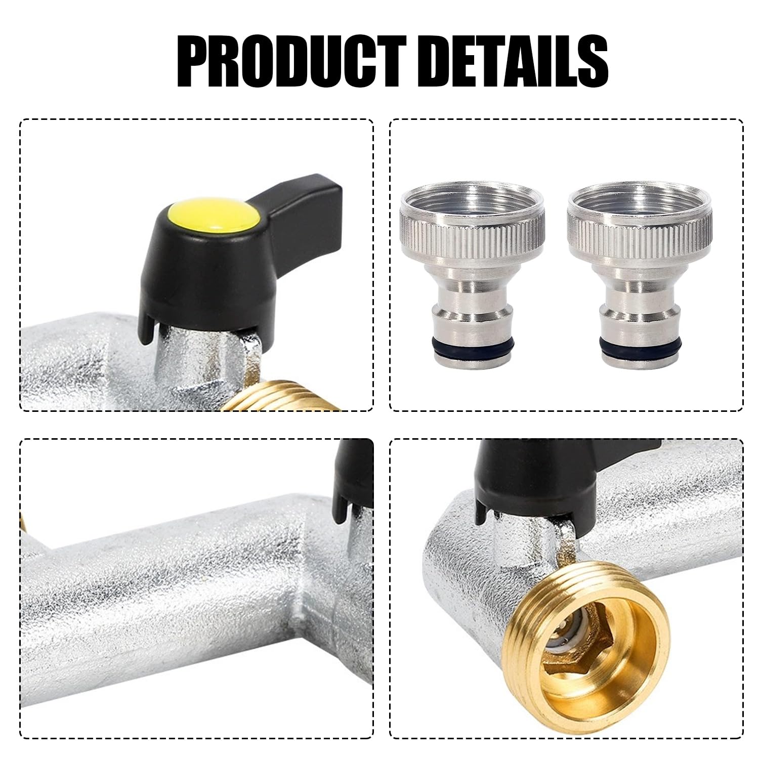 Brass 2 Way Tap Splitter, 3/4″ Hose Tap Splitter with 2 Individual ...