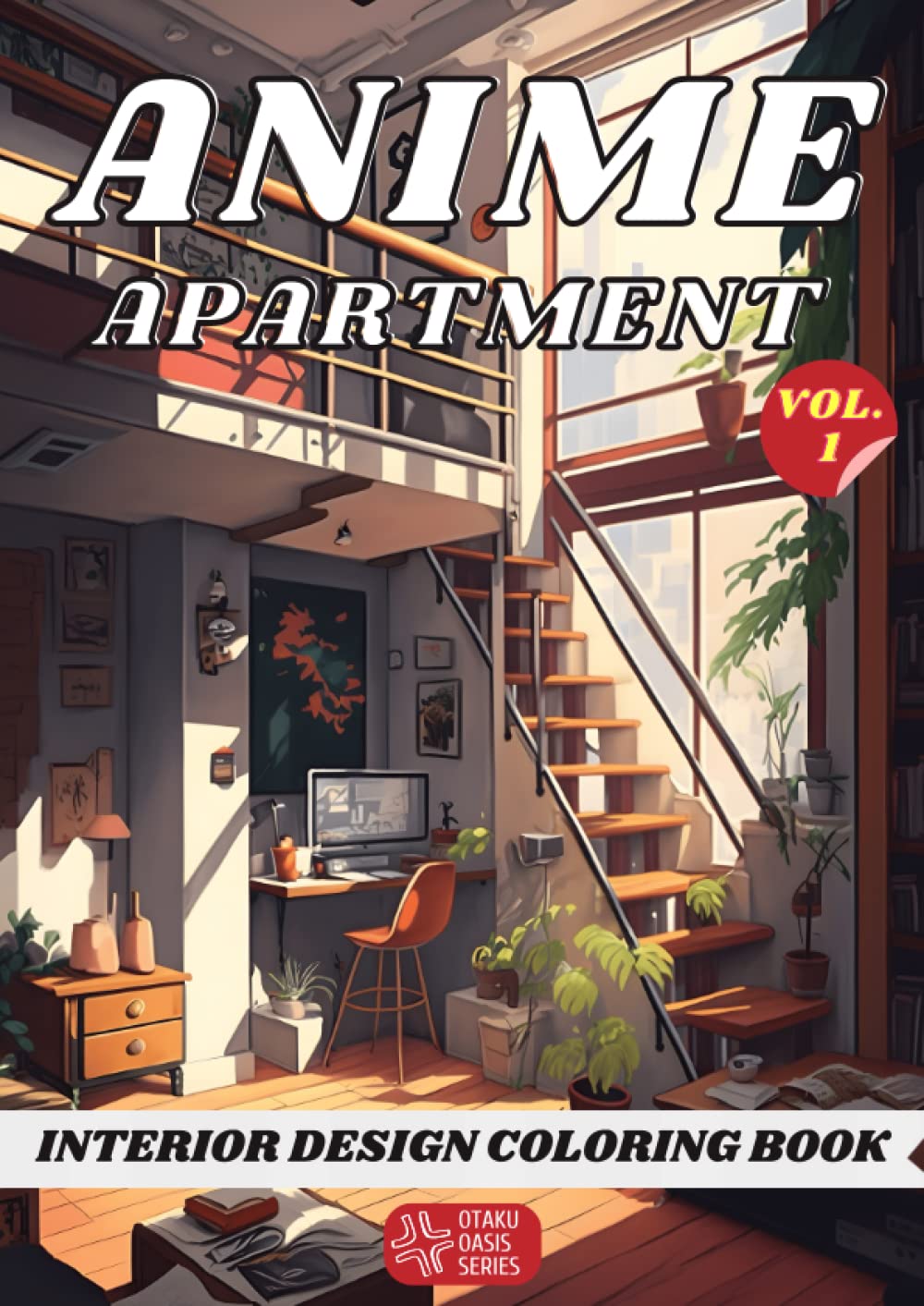 Anime Apartment Interior Design Coloring Book: 50 Relaxing Coloring ...