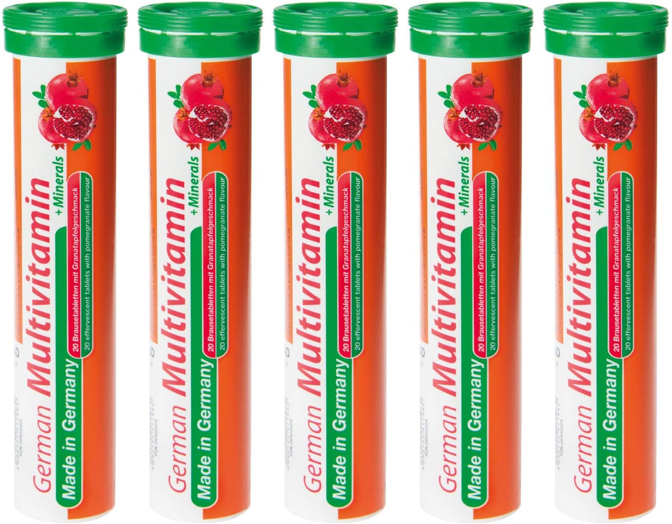 Multivitamin + Minerals - 5 x 20 effervescent Tablets - Pomegranate ...