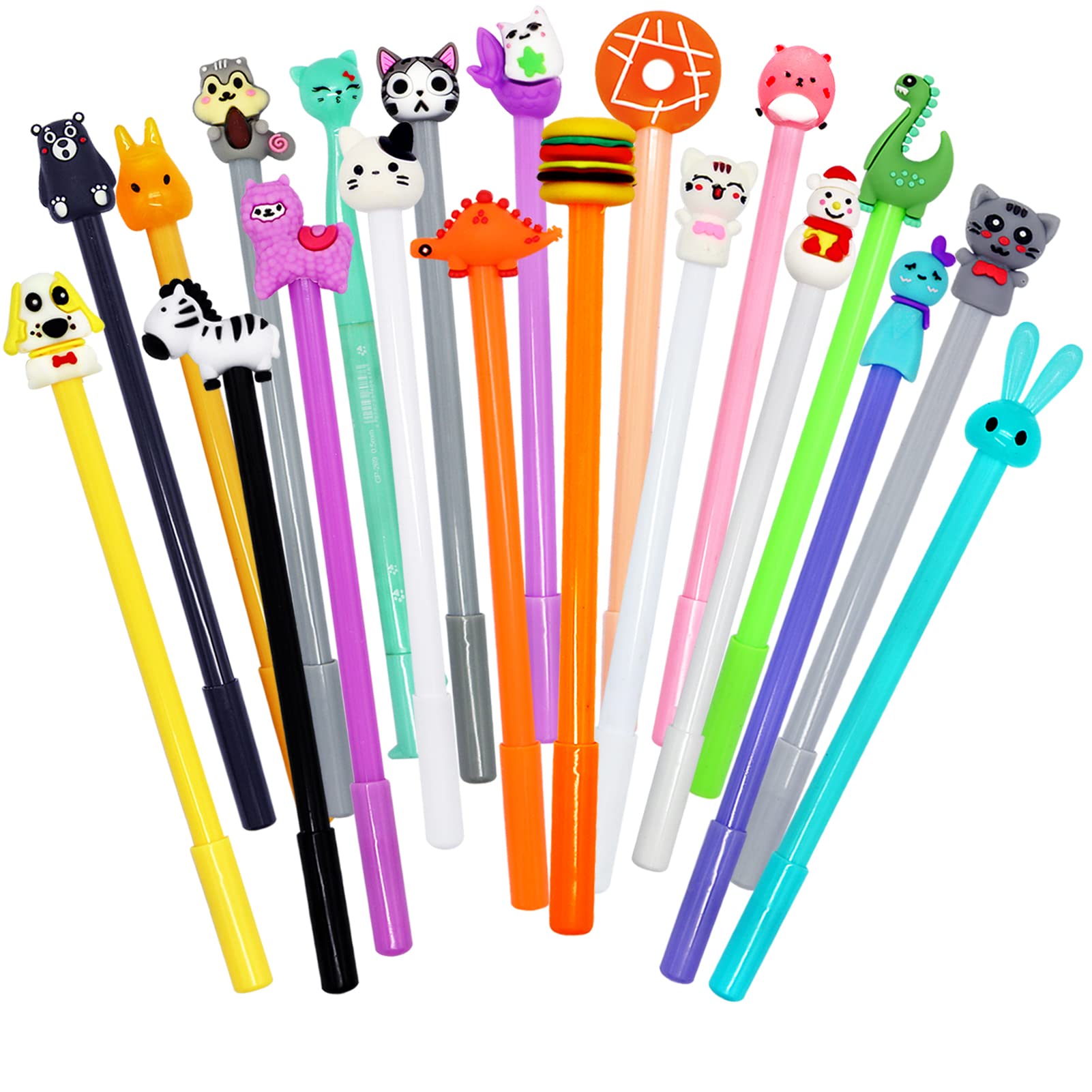 Yeelua Novelty Gel Pens for Kids, 20 Pcs Cute Cartoon Animals Pens ...