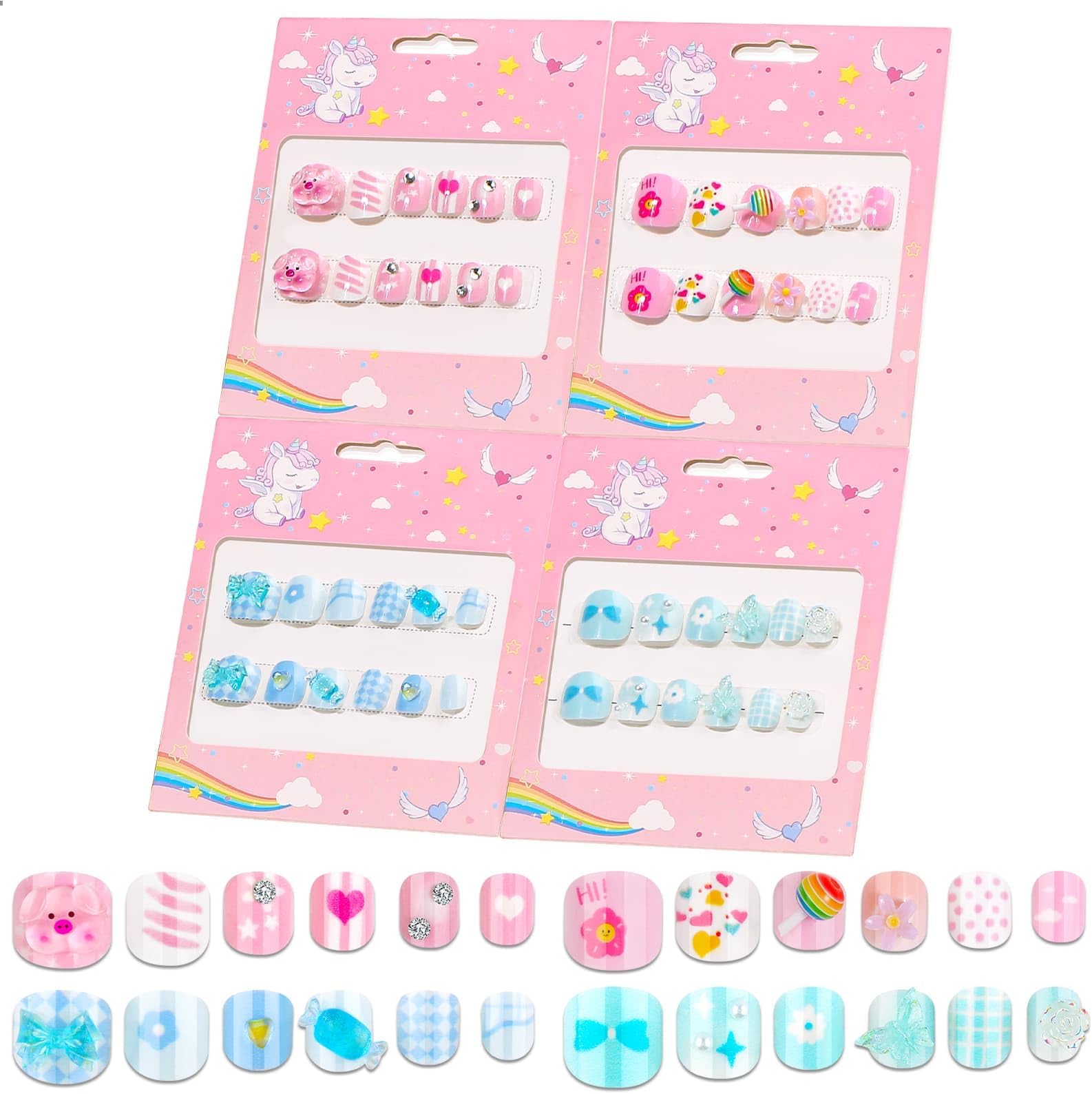 Amazon.com: Press on Nails Girls, Thrilez Kids Fake Nails Press ons Kid ...