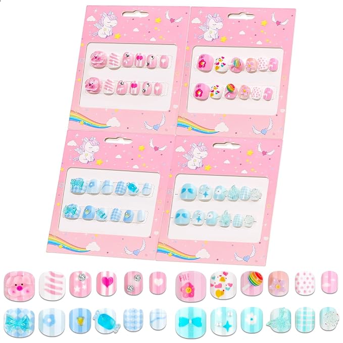 Amazon.com: Press on Nails Girls, Thrilez Kids Fake Nails Press ons Kid ...