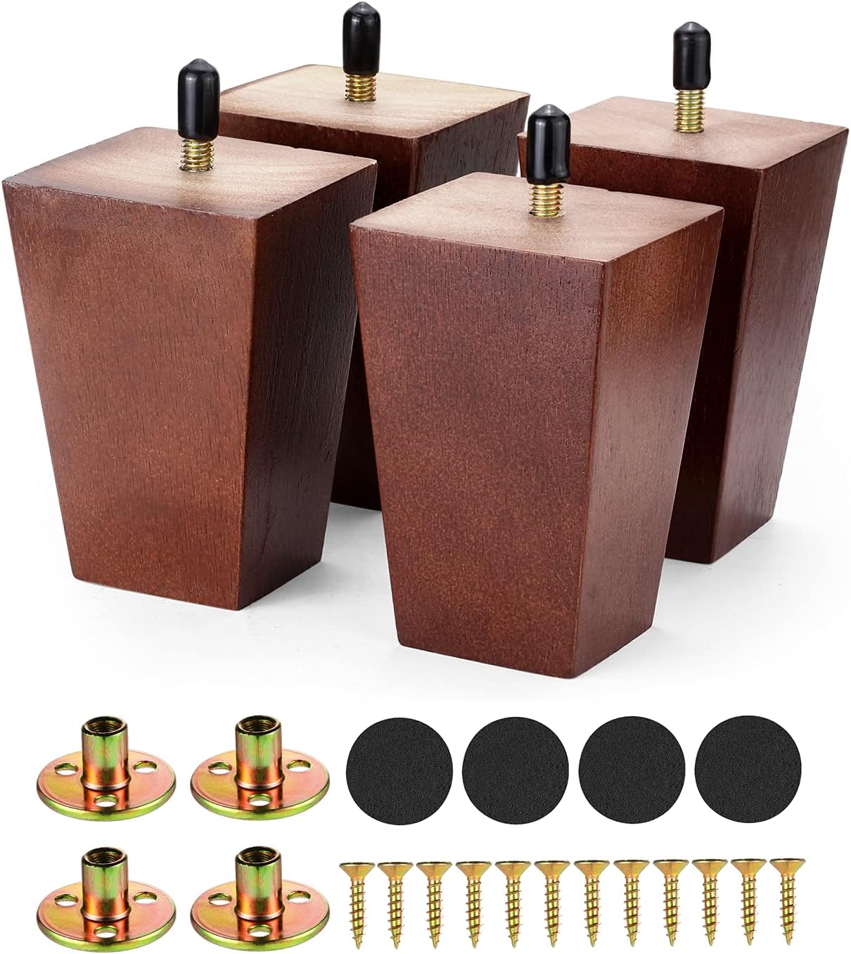 4 Inch Sofa Legs Wood Furniture Legs Set of 4 Pyramid Couch Legs Mid ...