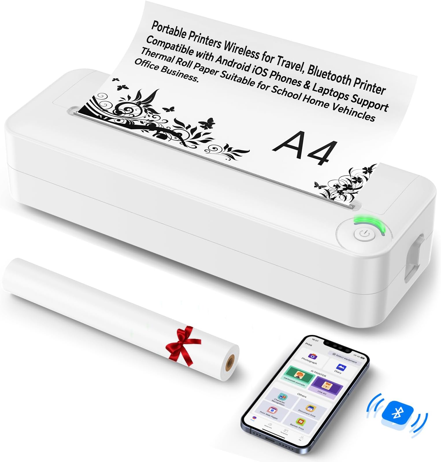 Amazon.com: Relassy Portable Wireless Printer for Travel, Inkless ...