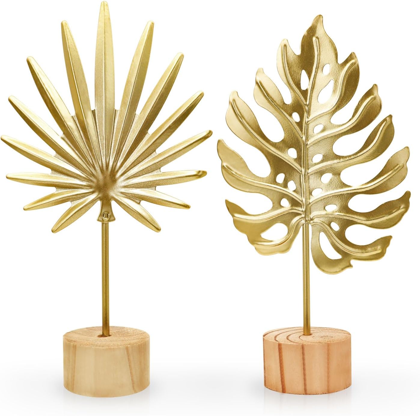 Amazon.com: LuckyOpt 2PCS Mini Gold Leaf Sculpture Ornament, 7.5 in ...