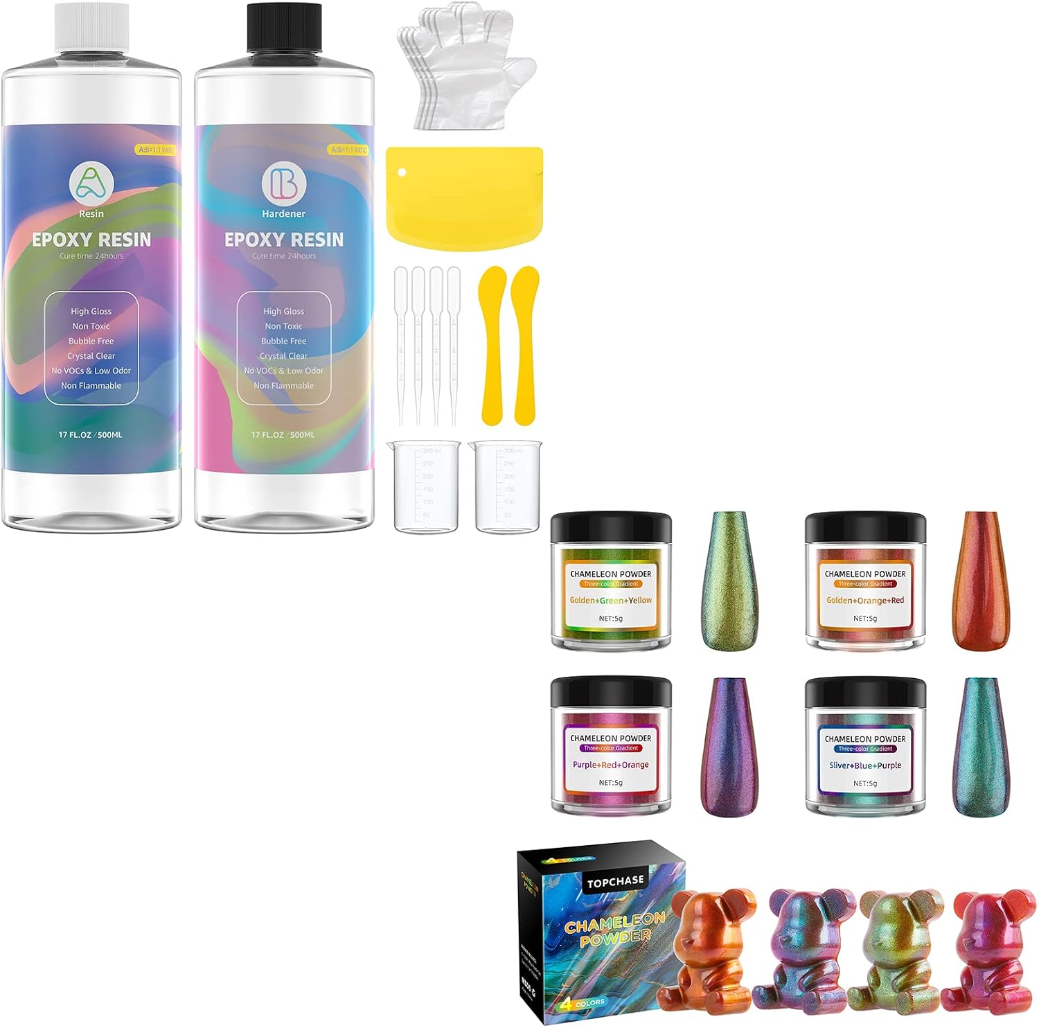 Amazon.com: Epoxy Resin Kit for Beginners, 34OZ Crystal Clear 2 Part ...