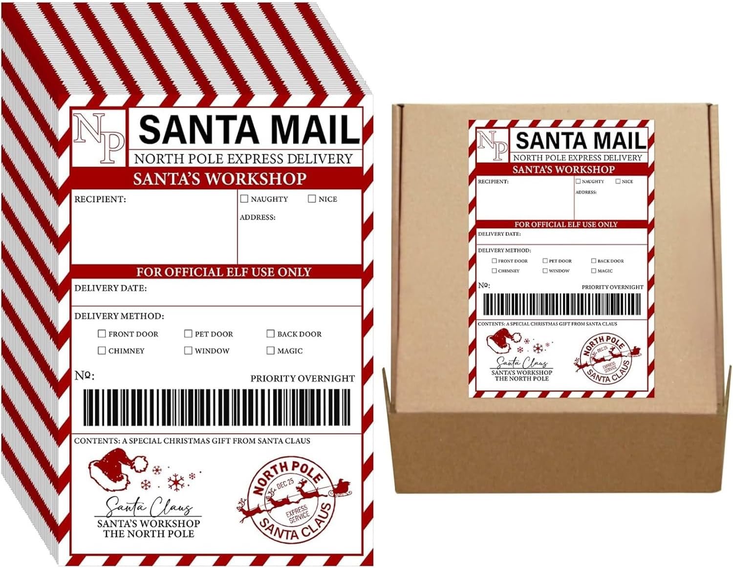10pcs Personalised Santa Shipping Labels – North Pole Express Mail ...