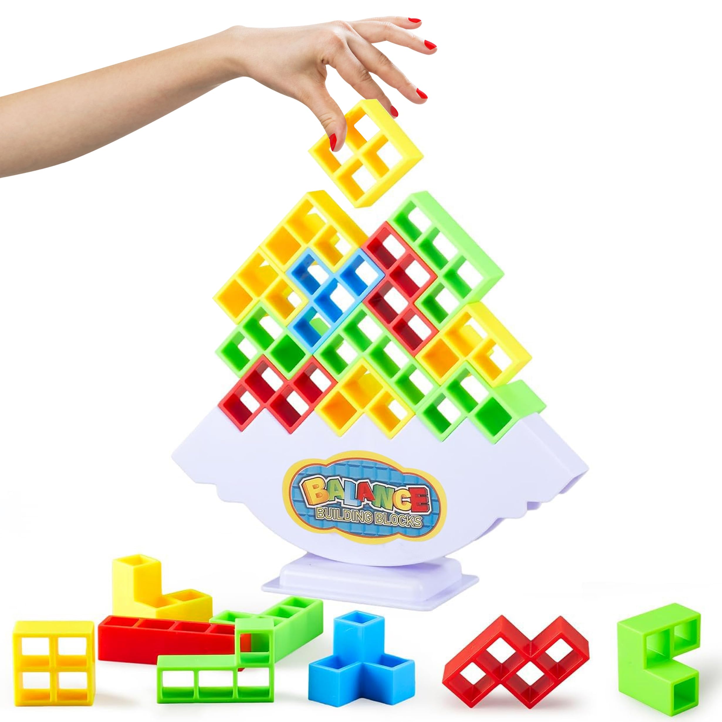 FASTEXX 64 Pcs Tetra Tower Balance Game, Tower Balance Game, Tetra ...