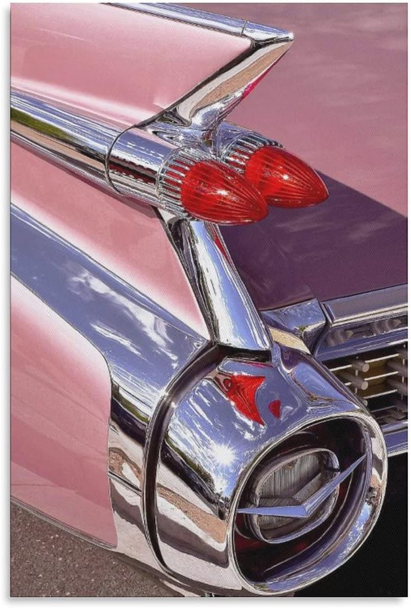 Amazon.com: YAOSH Vintage Pink Classic Car Canvas Poster Bedroom Decor ...
