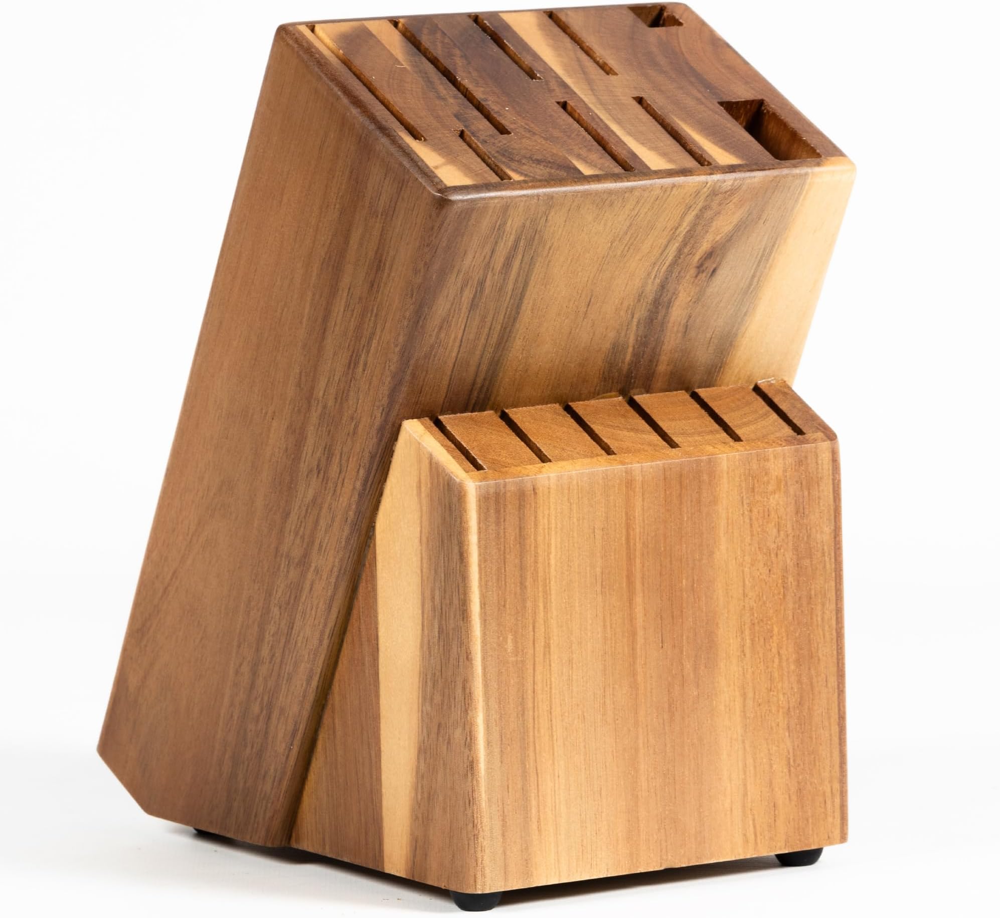 Coninx Knife Block Acacia Wood - Safe & Easy Universal Knife Block ...